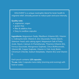 Dolovent | Natural Migraine Supplement| Magnesium, Riboflavin & CoQ10 ...
